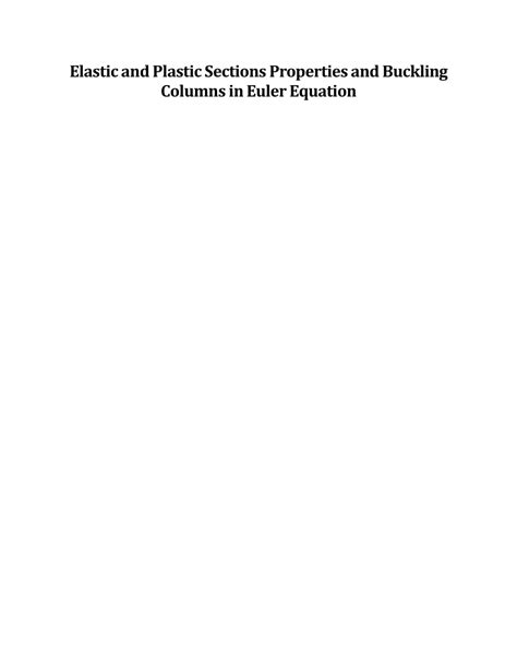 PDF Elastic And Plastic Sections Properties And Buckling Columns In Euler Equation