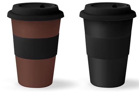 흰색 배경에 분리 된 검은 색 뚜껑이있는 종이 컵 모형 커피 티 컵 빈 빈 복사 공간을 가져 가라 0명에 대한 스톡 벡터 아트 및 기타 이미지 Istock