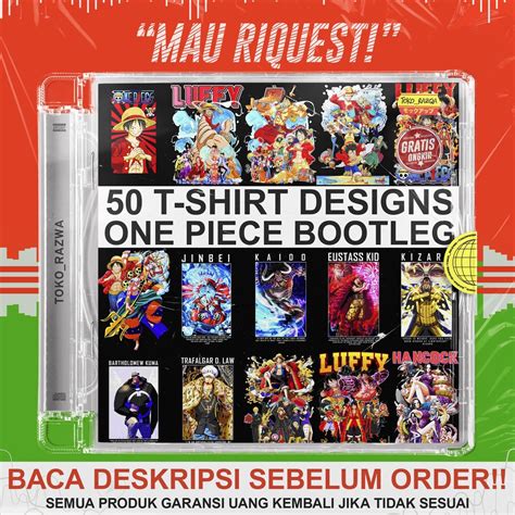 Jual 50 One Piece Bootleg T Shirt Designs V 1 Disain Sablon Dtf Dtg Sticker Shopee Indonesia