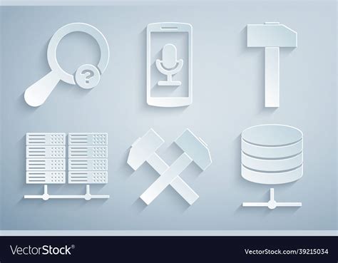Set Two Crossed Hammers Hammer Server Data Web Vector Image