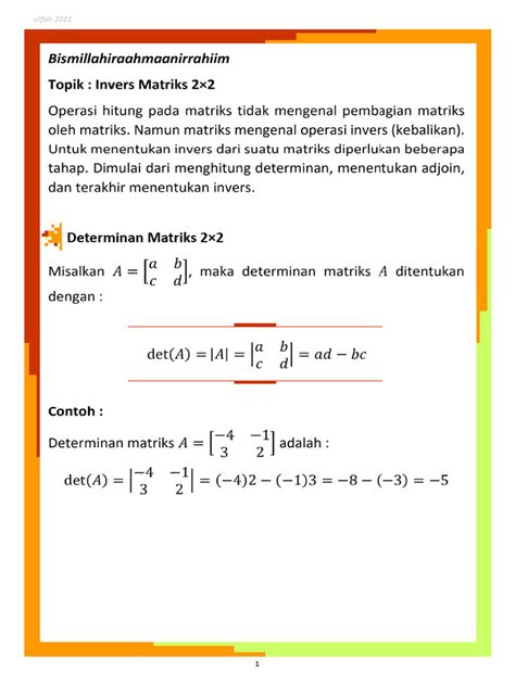 Resume Invers Matriks 2x2 Pdf