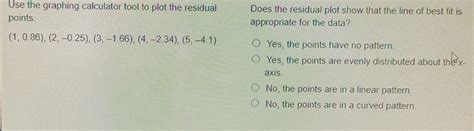Solved Use The Graphing Calculator Tool To Plot The Residual Does The Residual Plot Show That