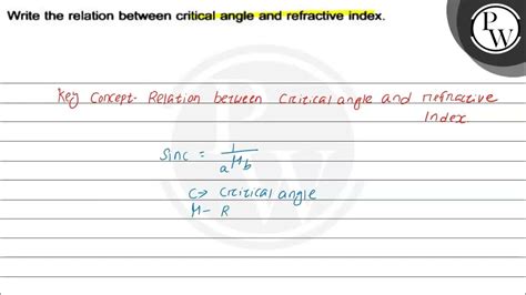 Write The Relation Between Critical Angle And Refractive Index