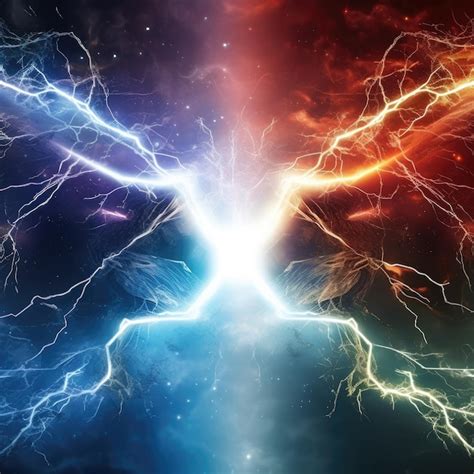 premium photo thunder lightning on dark background generative ai