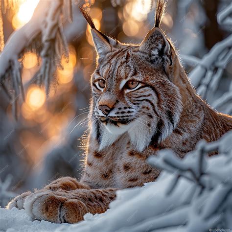 Premium Photo Stealthy Solitary Lynx In Snowy Landscape