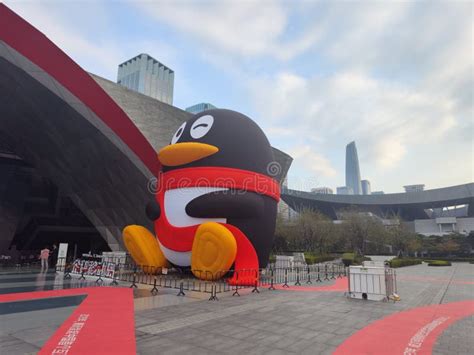 Giant Tencent Qq Penguin In Front Of The Museum Of Contemporary Art And