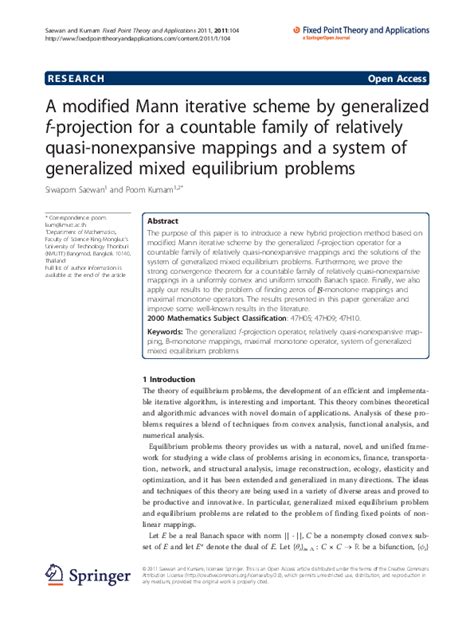 Pdf A Modified Mann Iterative Scheme By Generalized F Projection For