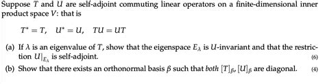 solved suppose t and u are self adjoint commuting linear