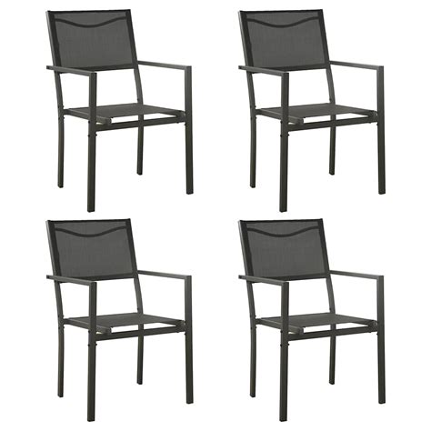 Vidaxl Garden Chairs 4 Pcs Textilene And Steel Black And Anthracite