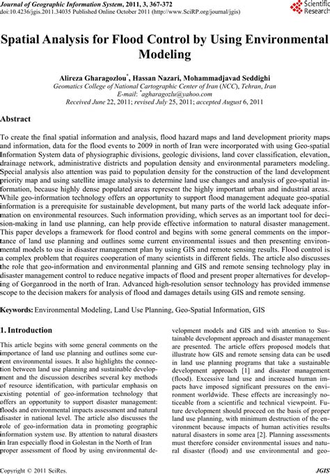 Spatial Analysis For Flood Control By Using Environmental Modeling