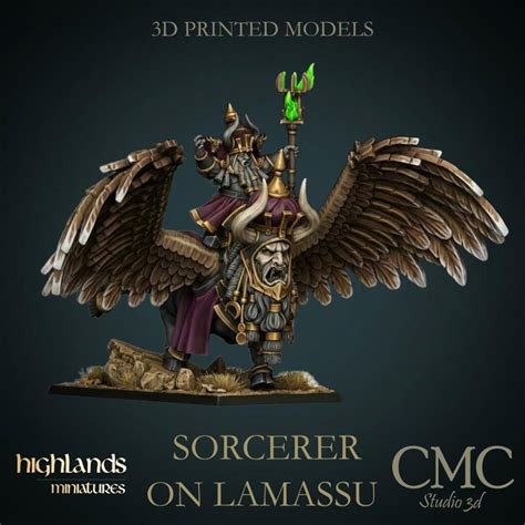 Sorcerer On Lamassu Miniature Highlands Miniatures 32mm 3d Resin