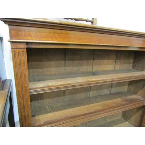 Oak Open Bookcase Fitted 2 Adjustable Shelves With Fluted Decoration