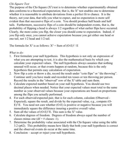 Solved Chi Square Test The purpose of the Chi Square X² Chegg