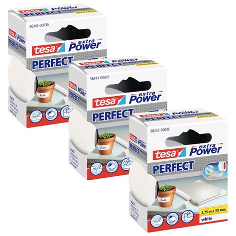 Tesa 56343 00501 04 Extra Power Perfect Cloth Tape White 275m X 38mm