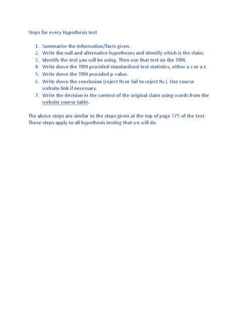 hypothesis testing steps pdf