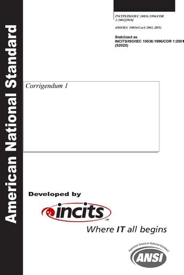 INCITS ISO IEC COR S Information Technology Font Information