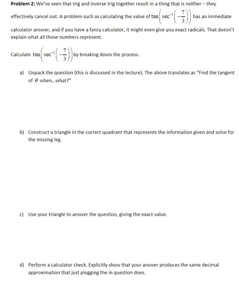 Solved Problem We Ve Seen That Trig And Inverse Trig Chegg