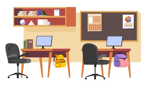 Informatics Classroom Interior School Education 17541781 Vector Art At