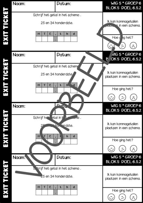 EXIT TICKETS WERELD IN GETALLEN 5 GROEP 6 BLOK 5 Juf Brenn