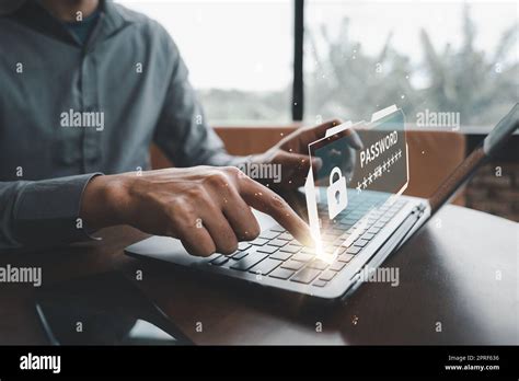 Password Login On Computer Laptop Cyber Security Website With Lock Icon