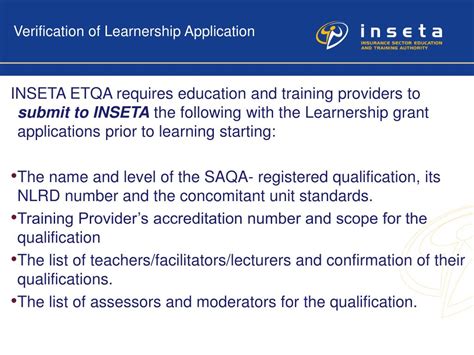 Ppt Inseta Learnerships Process Powerpoint Presentation Free Download Id 1222186