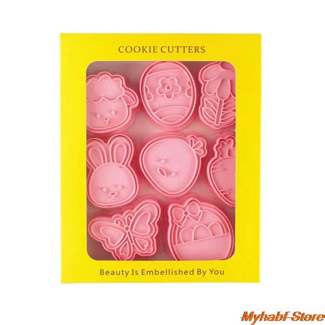 Badu Bg 8 бр компл пластмасова форма за бисквитки с великденски заек 3d карикатура със заешко