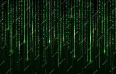 기술 배경 디지털 이진 코드 매트릭스 프리미엄 벡터