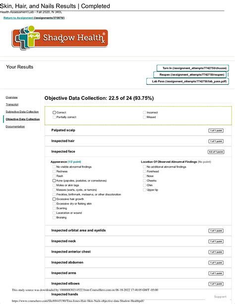 Tina Jones Hair Skin Nails Objective Data Shadow Health Pdf Scholarfriends