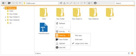 Context Menu FileExplorer ASP NET MVC Syncfusion