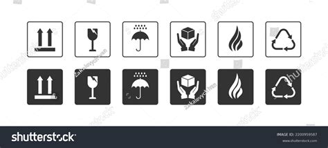 Fragile Package Icons Set Handle Care Stock Vector Royalty Free 2200959587 Shutterstock