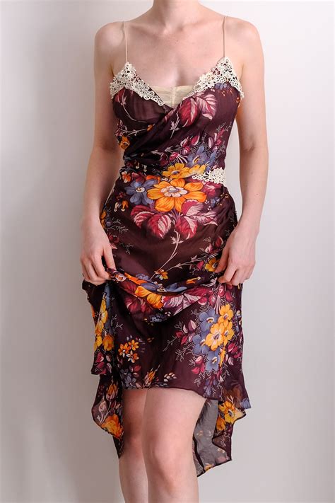 Dandg 2004 Burgundy Floral Silk Dress Xs Emerieu