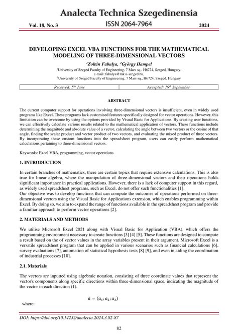 Pdf Developing Excel Vba Functions For The Mathematical Modeling Of