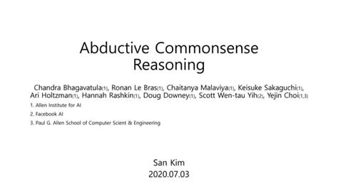 Abductive Commonsense Reasoning Ppt Free Download