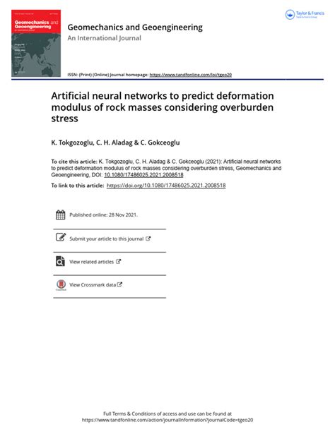 artificial neural networks to predict deformation modulus pdf root