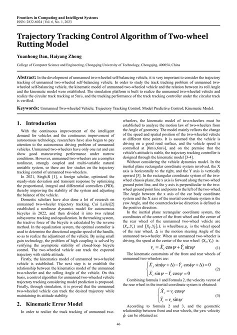 pdf trajectory tracking control algorithm of two wheel rutting model