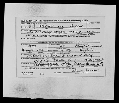 World War Ii Draft Stanley Hunkin