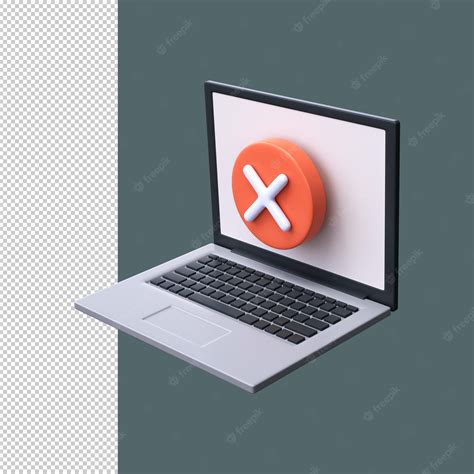Premium Psd 3d Laptop And X Sign Laptop With Cross Sign Error Or