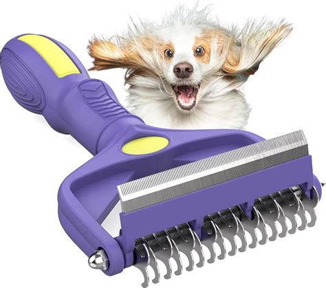 Decyam Pet Grooming Brush Undercoat Rake And De Matting Comb For Shedding Tangles And Grooming
