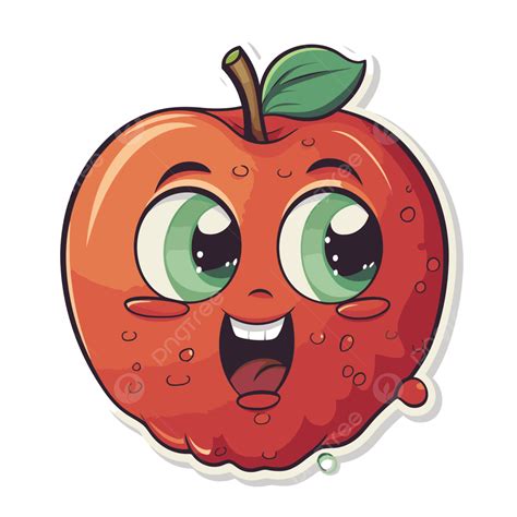 귀여운 만화 빨간 사과 스티커 디자인 벡터 Traje De Run 클립 아트 삽화 고립 된 사과에 대한 만화 Bobbing 스티커 디자인 상표 Png 일러스트 및