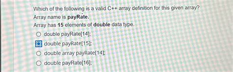 Solved Which Of The Following Is A Valid C ﻿array