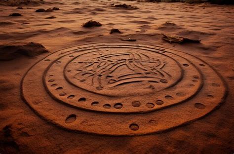Premium Ai Image A Circular Object Has Been Drawn On A Sand Area In