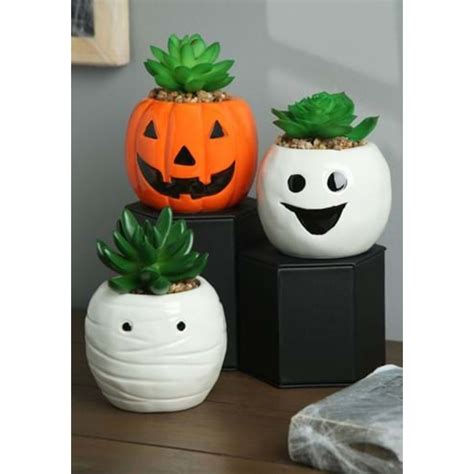 Pumpkin Ghost And Mummy Succulent Planter Set Masquerade And Cosplay Costumes Unleash Your