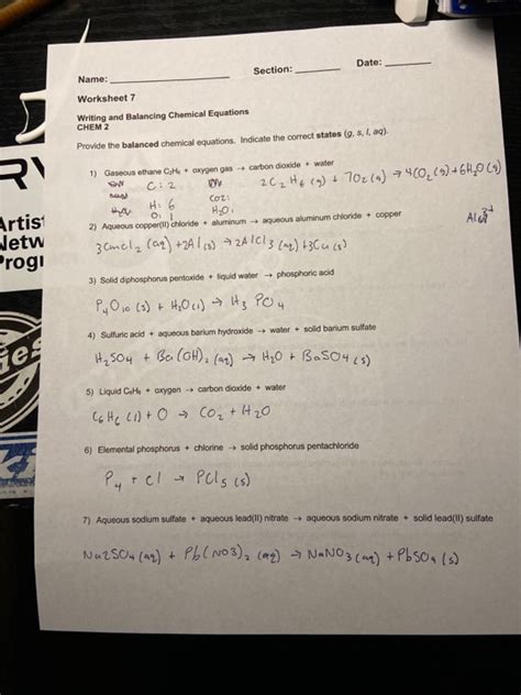 solved date section name worksheet 7 writing and