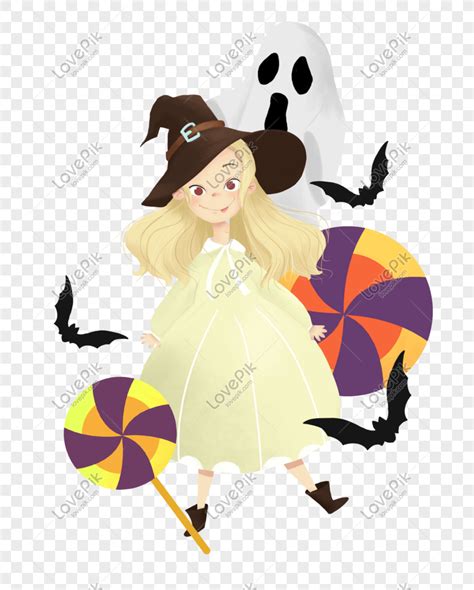손으로 그린 할로윈 소녀 마녀 모자 그림 Png 일러스트 무료 다운로드 Lovepik