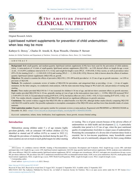 Lipid Based Nutrient Supplements For Prevention Of Pdf Meta Analysis Malnutrition