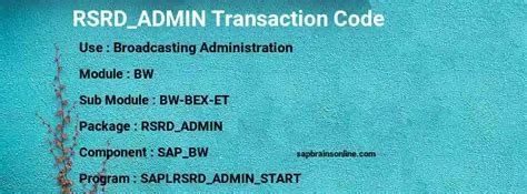 Rsrd Admin Sap Tcode For Broadcasting Administration