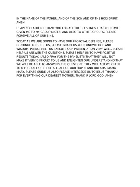 Prayer Proposal Pdf