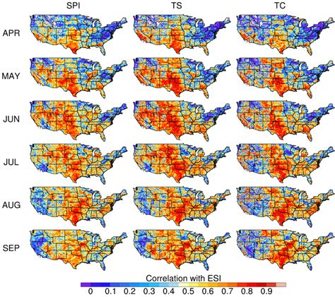 Pearson Correlation Coefficients Between Esi Anomalies Computed Over A Download Scientific