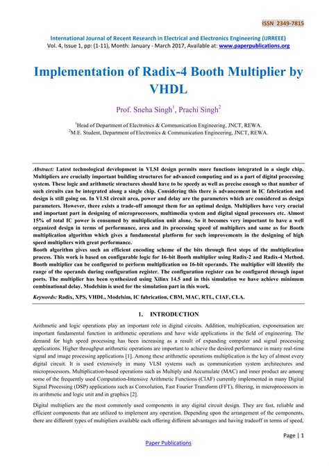 Implementation Of Radix 4 Booth Multiplier By Vhdl Pdf Computer