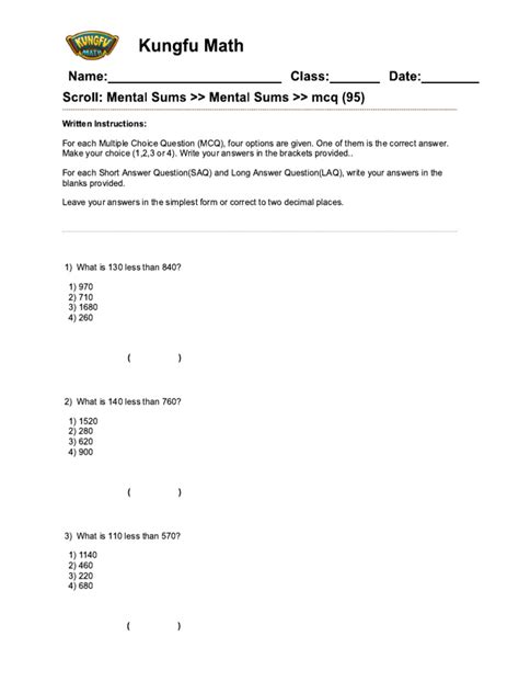 Grade2 Mental Sums Pdf